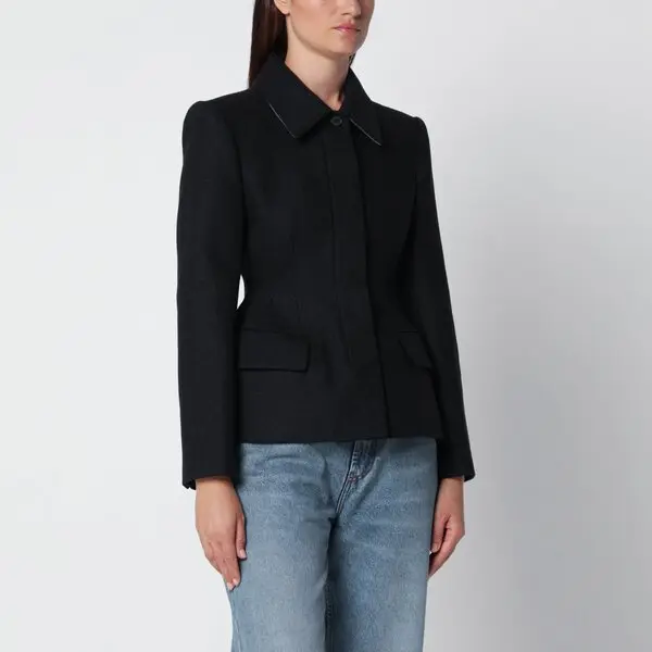 Source Unknown Single-breasted Wool Blend Jacket With Pointed Collar