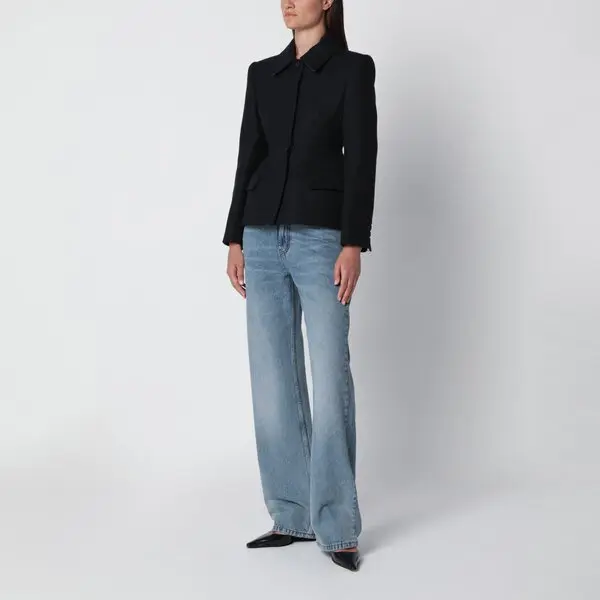 Source Unknown Single-breasted Wool Blend Jacket With Pointed Collar