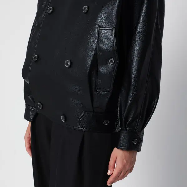 Source Unknown Faux Leather Double-breasted Jacket