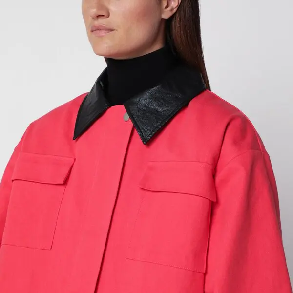 Source Unknown Cotton Utility Jacket With Faux Leather Collar