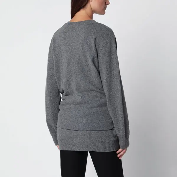 Source Unknown Wool Blend Jumper With Tie Detail - Grey