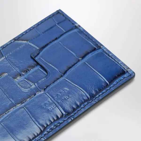 TOM FORD Card Holder In Glossy Crocodile-effect Leather