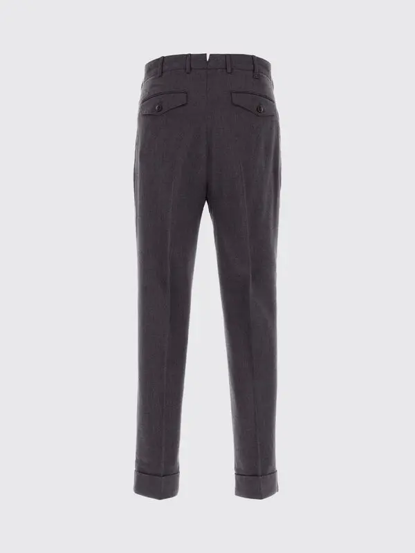 PT TORINO Slim Fit Pleated Trousers In Cotton And Virgin Wool - Grey