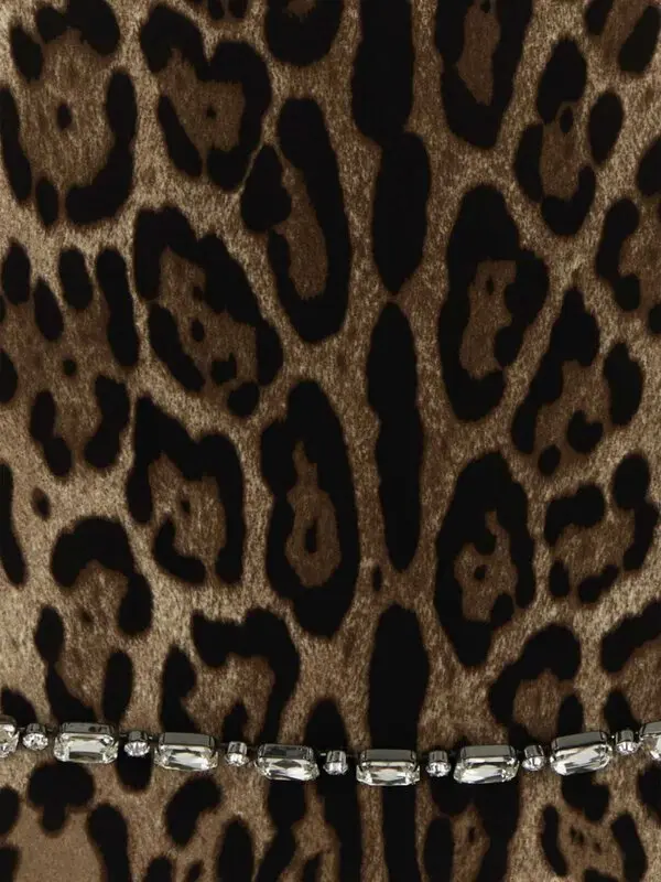 Dolce & Gabbana Leopard Print Embellished Silk Mini Dress