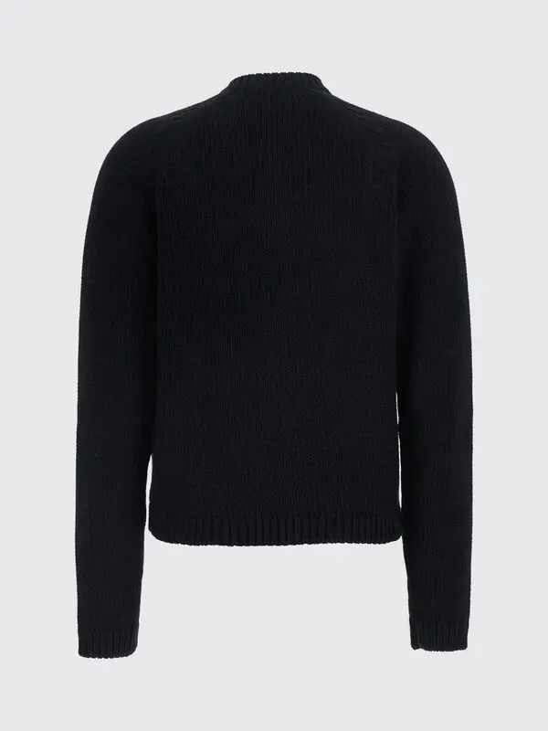 TOTEME Cotton Crewneck Sweater With Buttoned Patch Pockets - Black