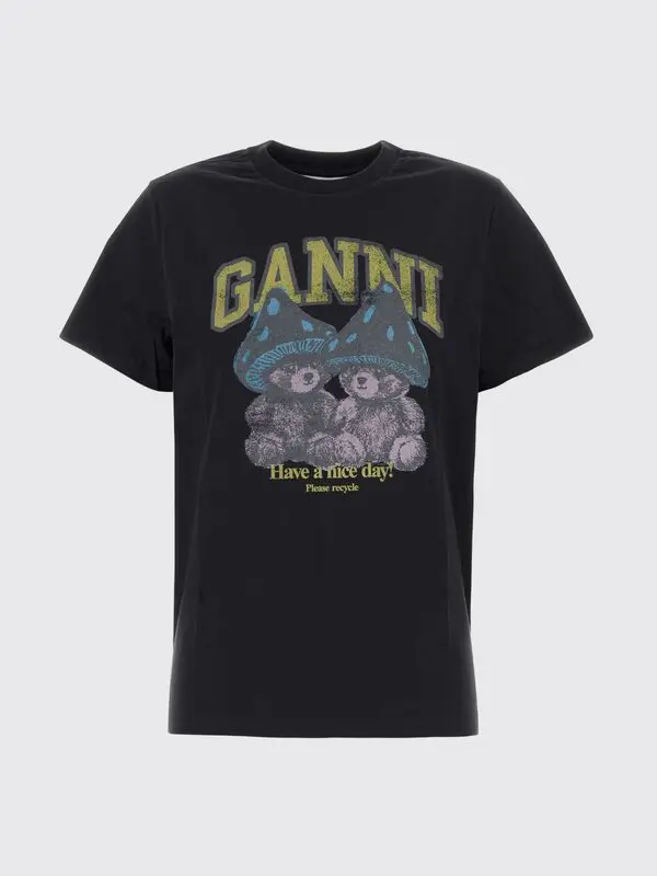 GANNI Organic Cotton Teddy Bear Graffiti Print T-shirt