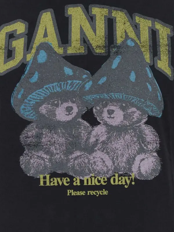 GANNI Organic Cotton Teddy Bear Graffiti Print T-shirt