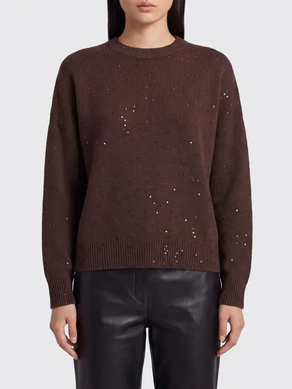 Brunello Cucinelli Embellished Crew Neck Jumper - Brown