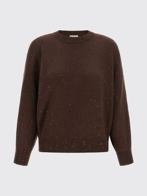 Brunello Cucinelli Embellished Crew Neck Jumper - Brown
