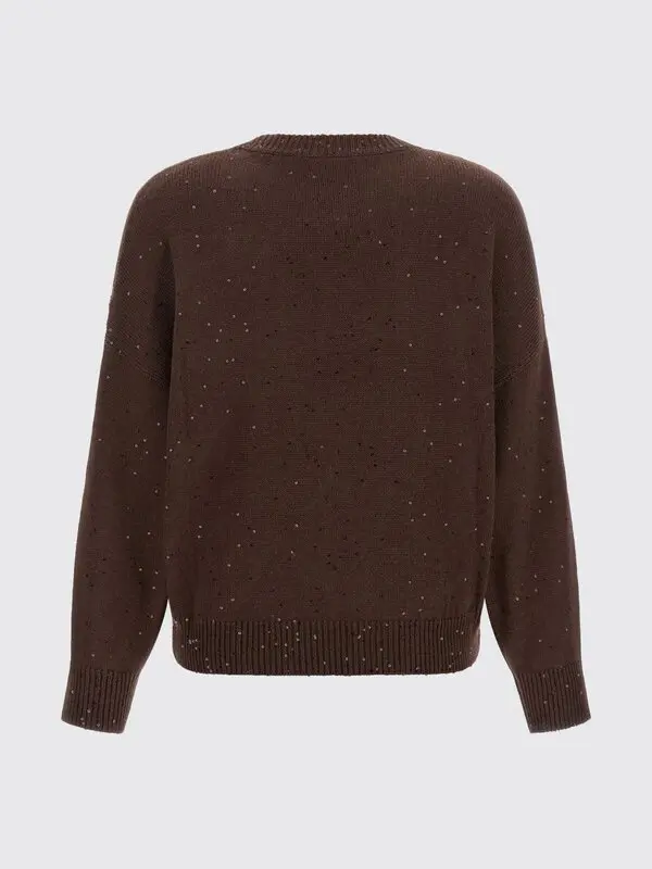 Brunello Cucinelli Embellished Crew Neck Jumper - Brown