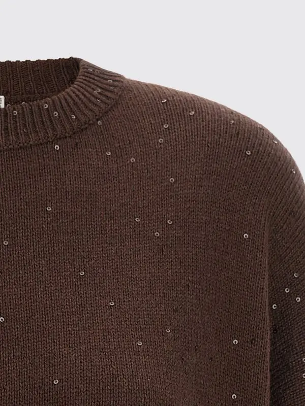 Brunello Cucinelli Embellished Crew Neck Jumper - Brown
