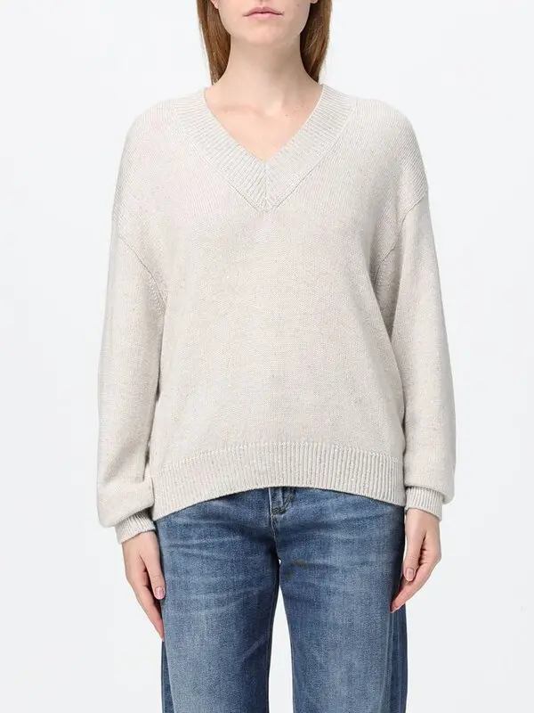 Brunello Cucinelli Sequin-embellished V-neck Cashmere And Silk Sweater - Ivory