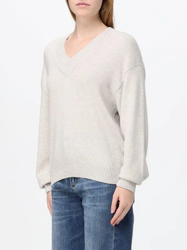 Brunello Cucinelli Sequin-embellished V-neck Cashmere And Silk Sweater