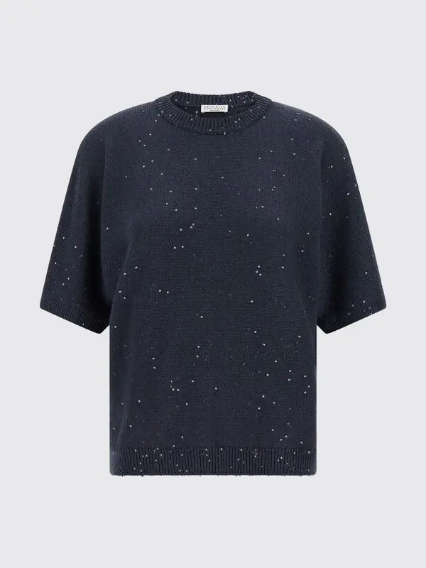 Brunello Cucinelli Sequin Embellished Knit Sweater - Blue