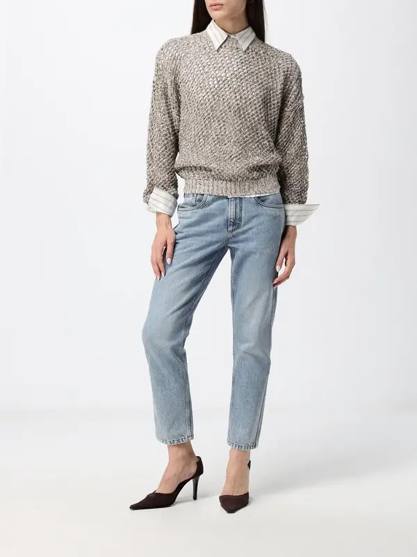 Brunello Cucinelli High-waisted Straight Leg Jeans In Cotton Denim