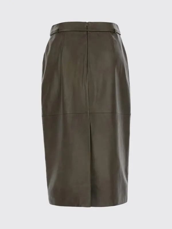 Max Mara Belted Lambskin Midi Pencil Skirt - Green