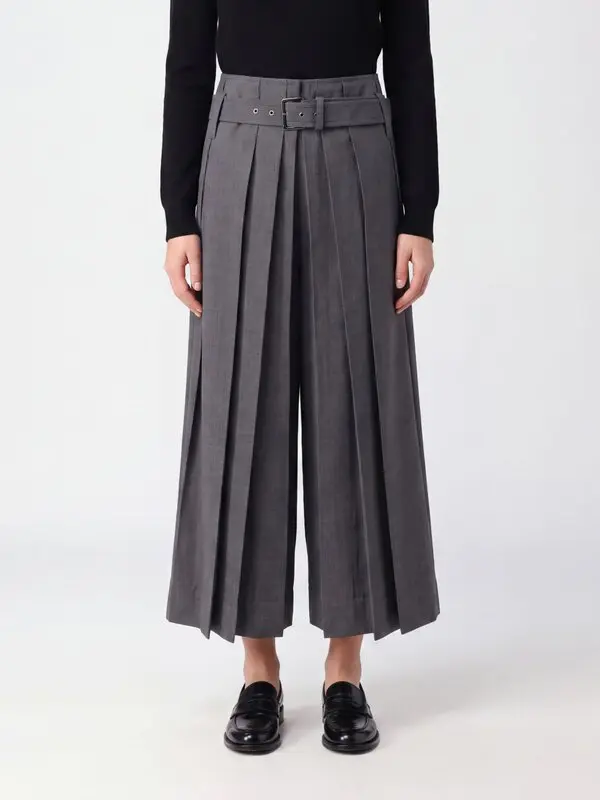 Brunello Cucinelli Cropped Wide-leg Pleated Wool Blend Pants