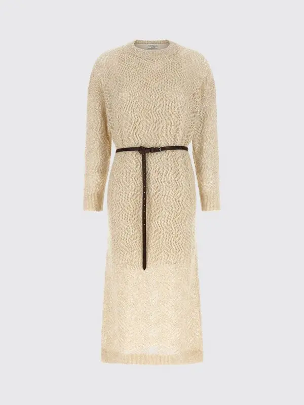 Brunello Cucinelli Sequin-embroidered Wool-knit Midi Dress