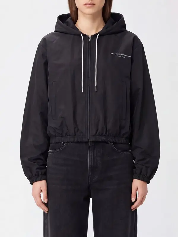 Alexander Wang Cotton Blend Hooded Bomber Jacket - Charcoal
