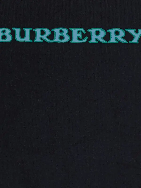 Burberry Equestrian Knight Logo Cotton Crewneck T-shirt - Black