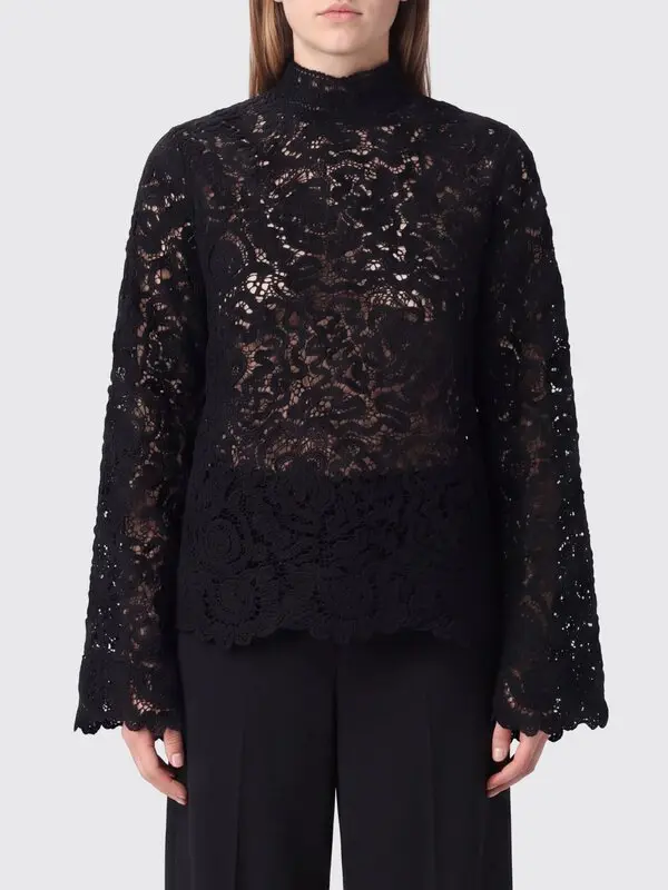SEMICOUTURE Long-sleeved Lace Turtleneck Top