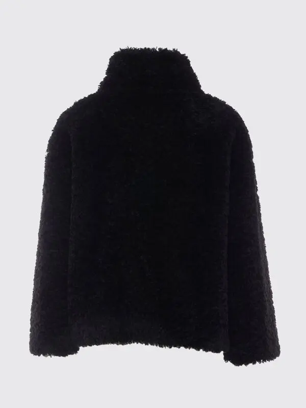 Herno High Neck Cropped Faux Fur Jacket - Black