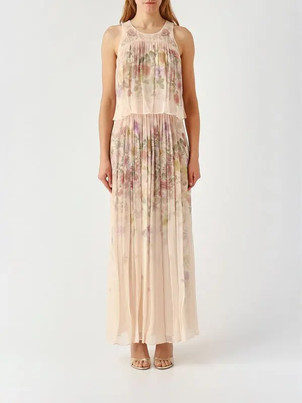 TWINSET Long Crêpe Floral Print Maxi Dress