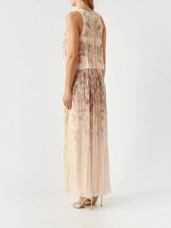 TWINSET Long Crêpe Floral Print Maxi Dress