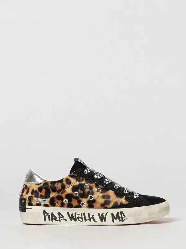 CRIME LONDON Leopard Print And Glitter Embellished Trainers