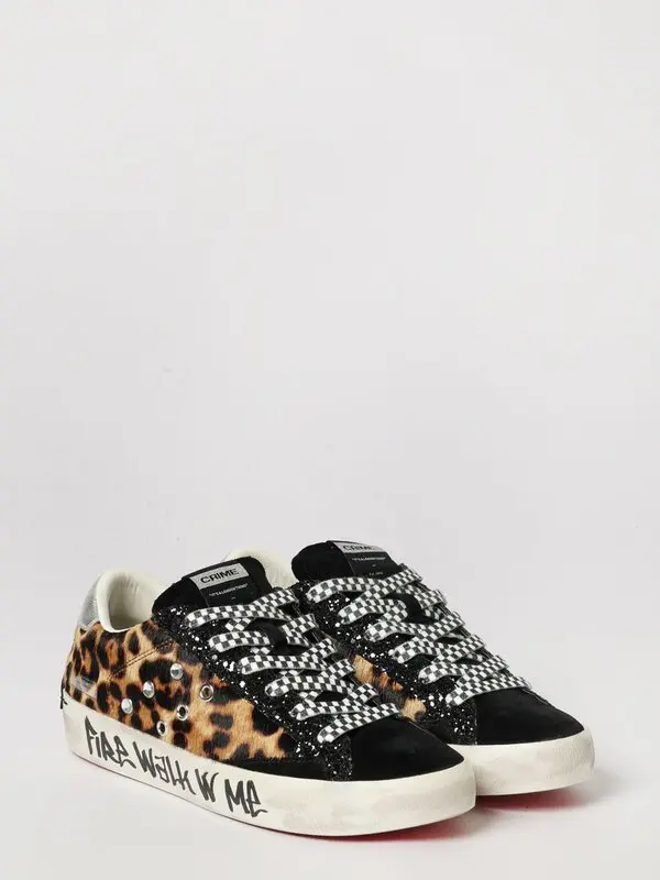 CRIME LONDON Leopard Print And Glitter Embellished Trainers