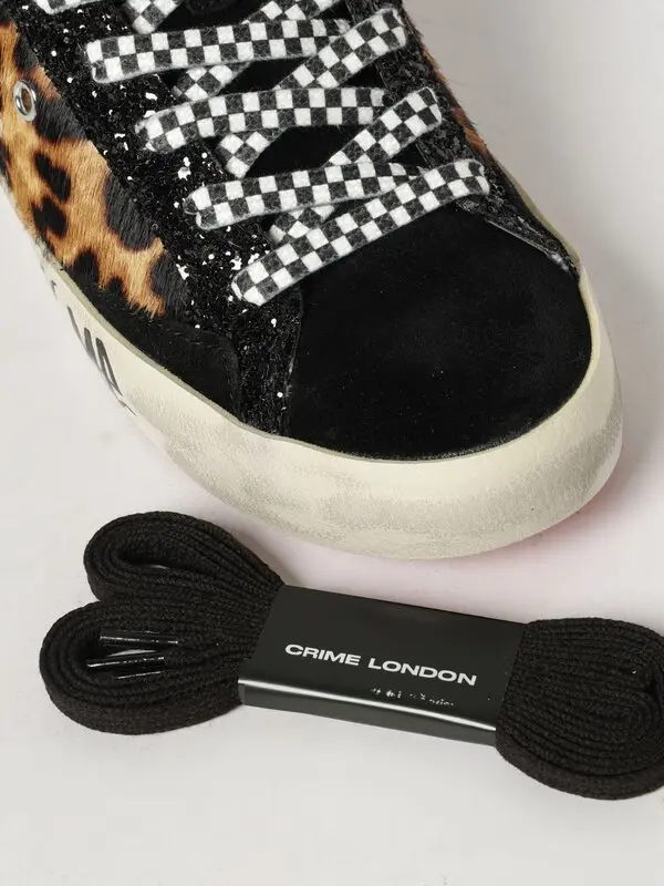 CRIME LONDON Leopard Print And Glitter Embellished Trainers