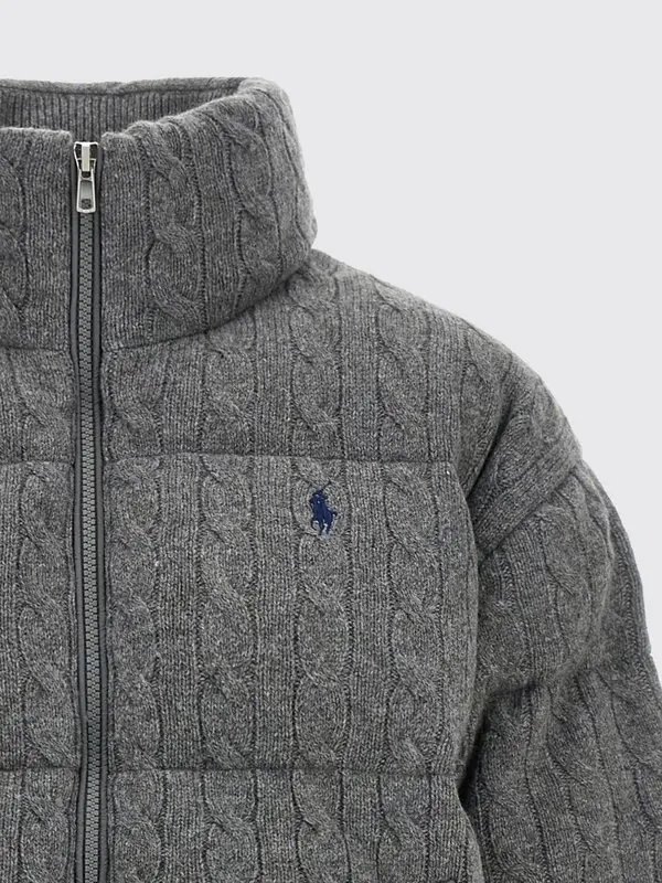 Polo Ralph Lauren Quilted Wool And Cashmere Jacket With Pony Logo - Grey