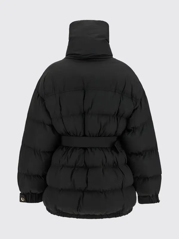Balmain Short Technical Fabric Down Jacket With High Neck And Waist Belt