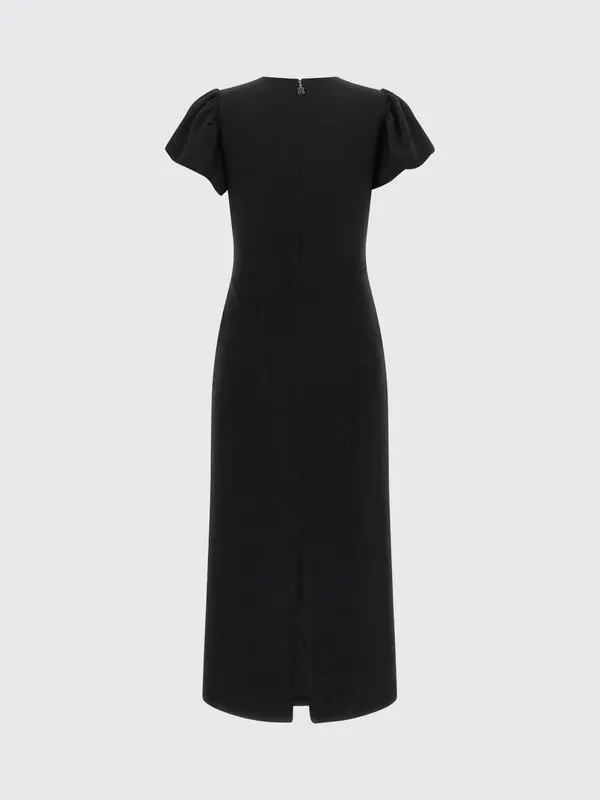 ROTATE BY BIRGER CHRISTENSEN Short-sleeved Crêpe Midi Sheath Dress With Back Slit