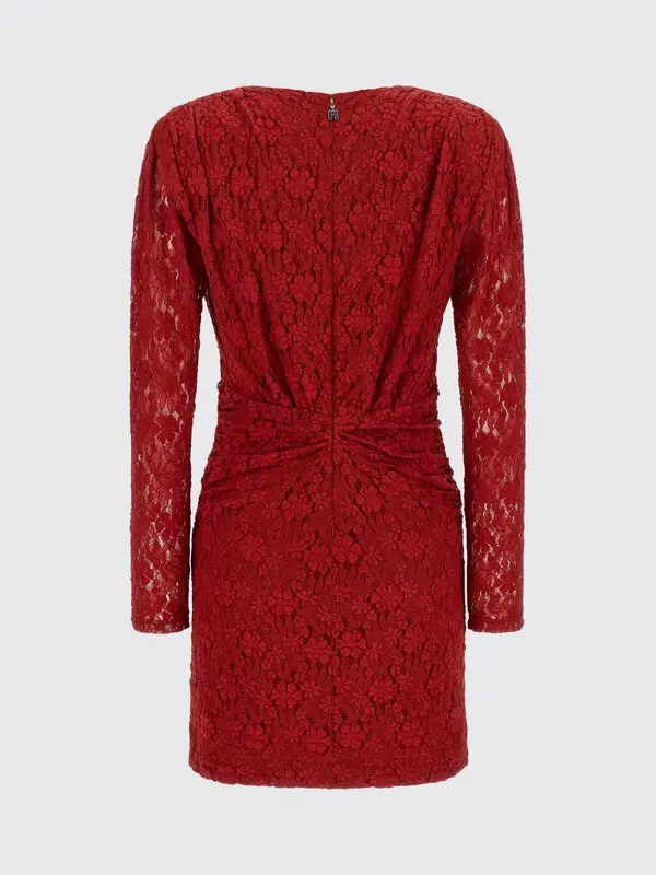 ROTATE BY BIRGER CHRISTENSEN Lace Sheath Mini Dress With Floral Appliqué And Long Sleeves