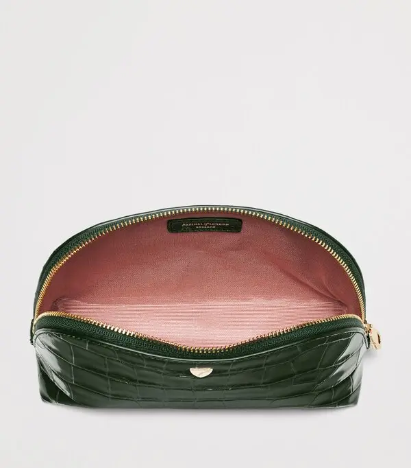 ASPINAL OF LONDON Small Leather Cosmetic Case - Green