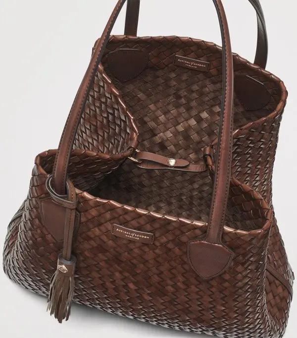 ASPINAL OF LONDON Large Woven Leather Tote Bag