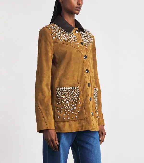 Veronica Beard Suede Embellished Shannon Jacket