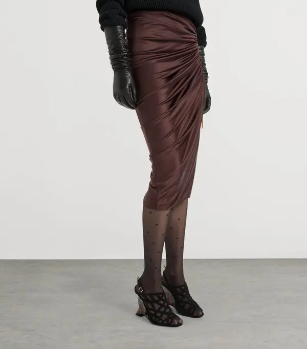 Balmain Jersey Ruched Midi Skirt