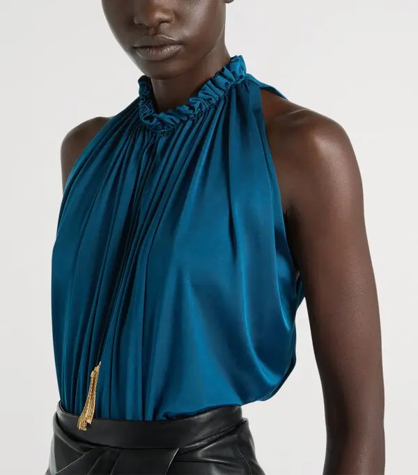 Balmain Jersey Pleated Sleeveless Top
