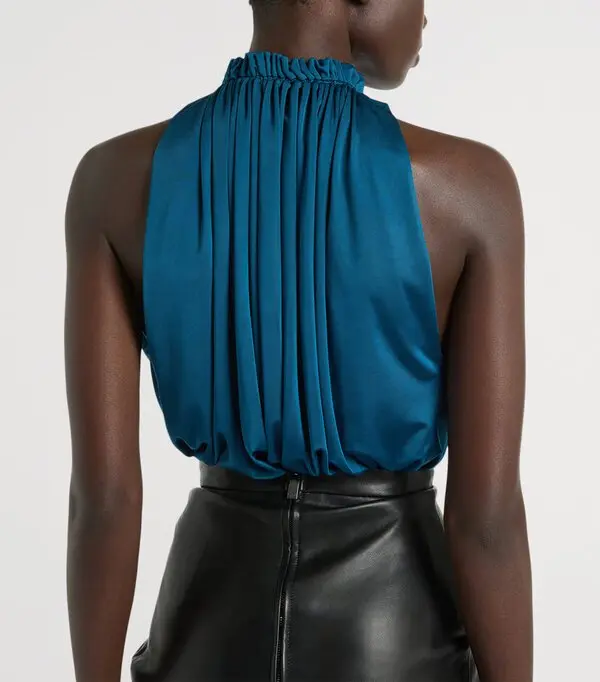 Balmain Jersey Pleated Sleeveless Top