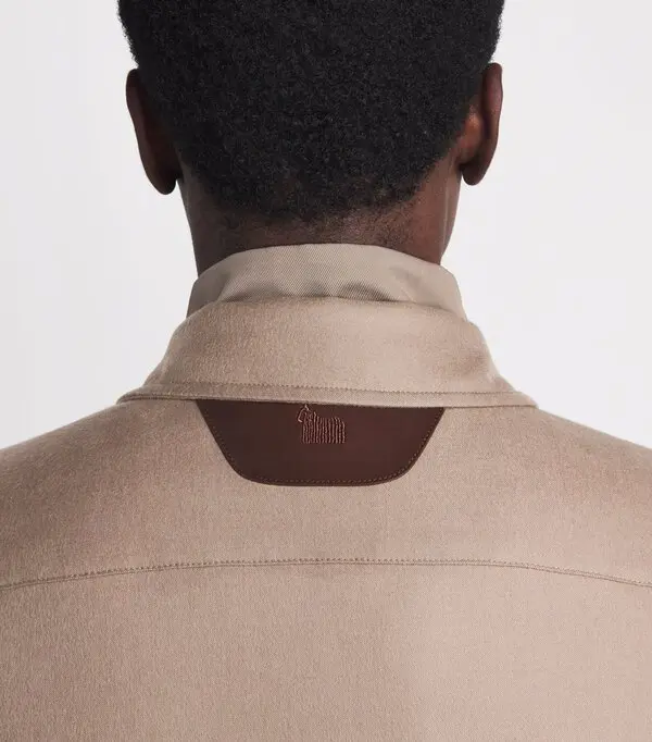 Colombo Cashmere Hybrid Jacket With Leather Collar Detail