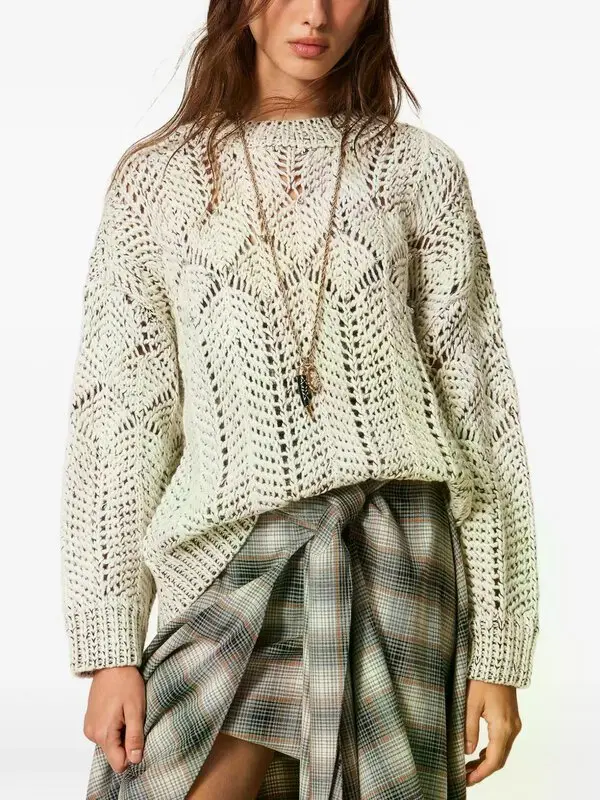 TWINSET Myfo Wool Blend Jumper With Embroidery And Rhinestones