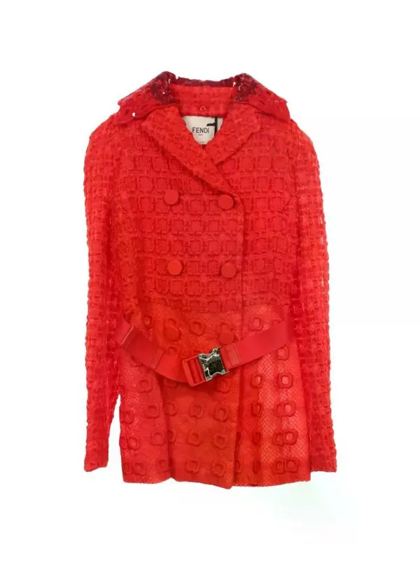 Fendi 2010s Embroidered Double-breasted Jacket - Red