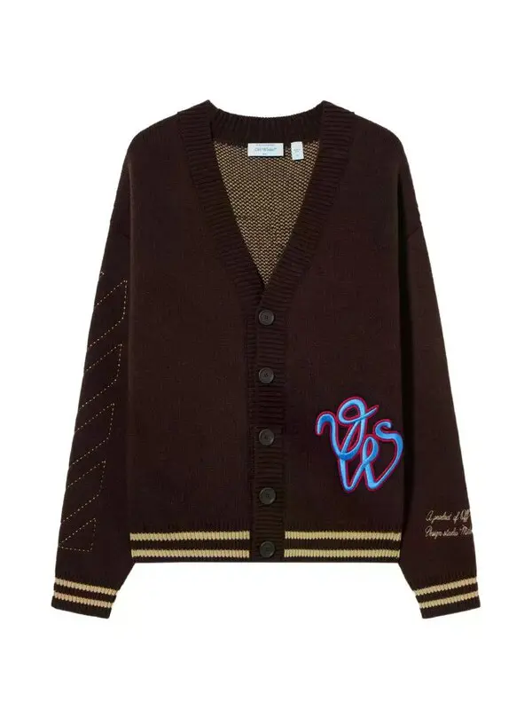 Off-White College Varsity Knit Cardigan - Brown