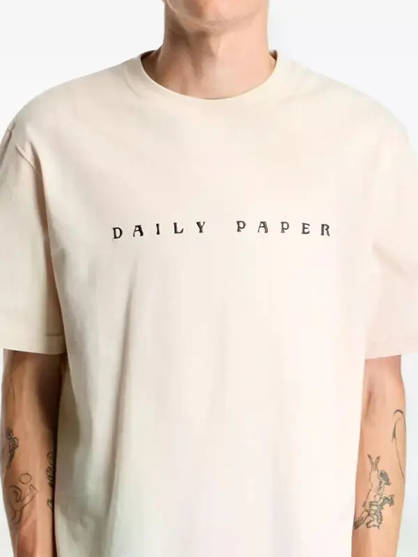DAILY PAPER Alias Dias-print Cotton T-shirt - Neutrals