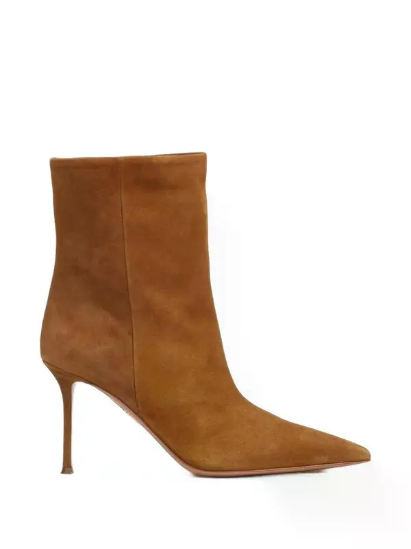 AQUAZZURA Pointed-toe Suede Ankle Boots - Brown