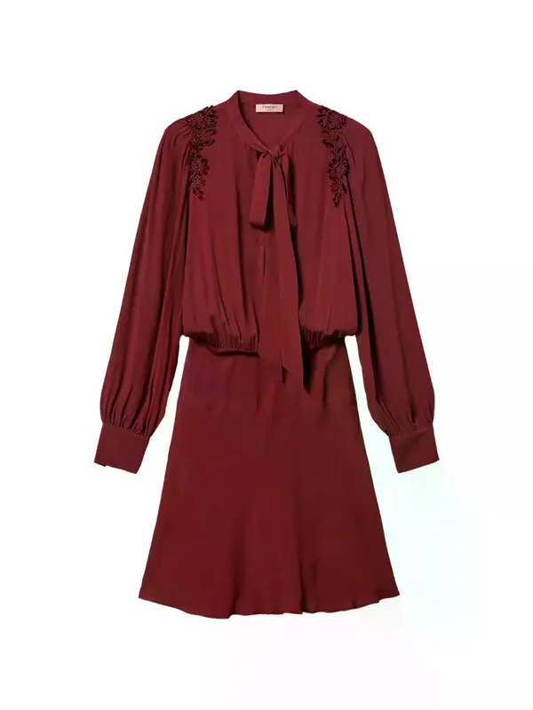 TWINSET Short Crêpe De Chine Dress With Embroidery
