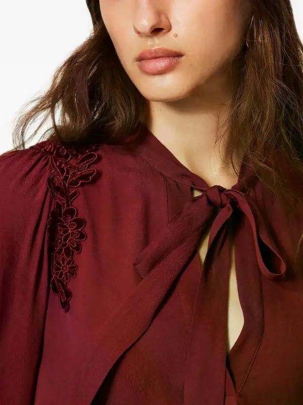 TWINSET Short Crêpe De Chine Dress With Embroidery