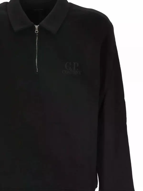 C.P. COMPANY Logo-embroidered Quarter-zip Polo Shirt